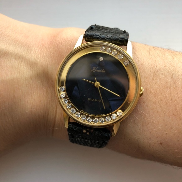 Lucida | Accessories | Rare Vintage Black Gold Lucida Watch | Poshmark